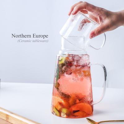 China High Temperature Resistant Drinking Pitcher Set Modern Glass Jug with Cup for sale