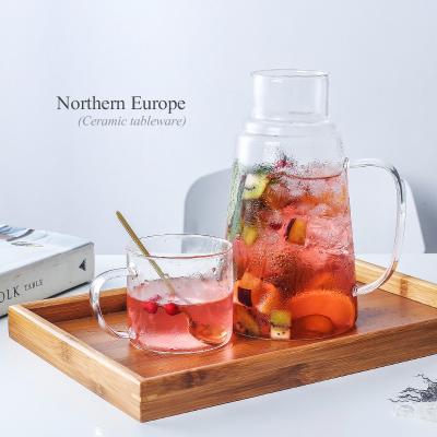 China High Temperature Resistant Drinking Pitcher Set Modern Glass Jug with Cup for sale