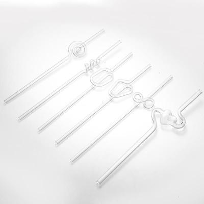 China Bar Accessories Wave Design Bulk Reusable Borosilicate Glass Straws Transparent Colorful for sale