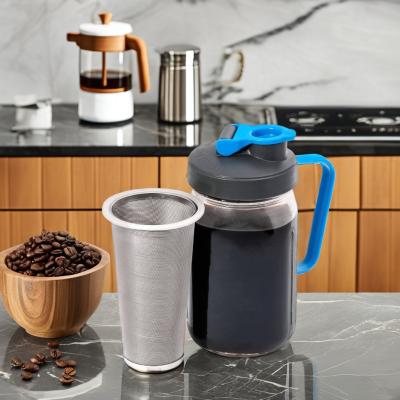 China 64 OZ Glass Mason Jar Cold Brew Coffee Maker with Stainless Steel Filter Mesh and Handle for sale