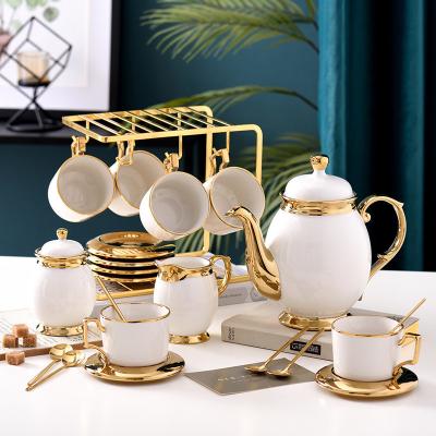 Cina Stile di design europeo Elegante bordo d'oro Vintage porcellana Tazza da caffè e piatto in vendita
