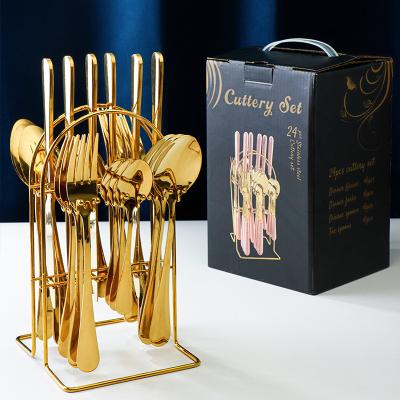 Cina Flatware imposta posate in oro in acciaio inossidabile per feste di nozze sostenibili in vendita