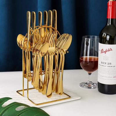 Cina Set di posate d'oro di lusso sostenibile e elegante in acciaio inossidabile 101 in vendita