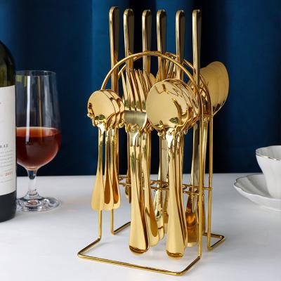 Cina Set di posate d'oro di lusso sostenibile e elegante in acciaio inossidabile 101 in vendita