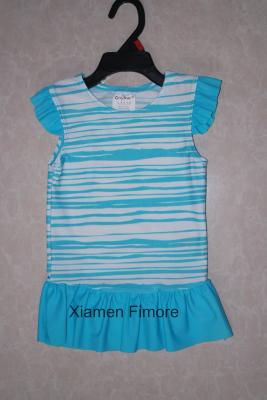 China 2016 children cute girl's strip with flounce printed one pieces swimming suit for sale