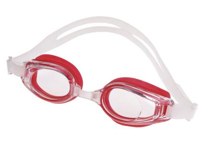 China Bright Red Prescription Silicone Swimming Goggles With White Strap for sale