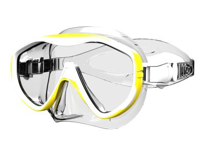 China Yellow Frame Clear Free Diving Mask Prescription Dive Goggles Customized for sale