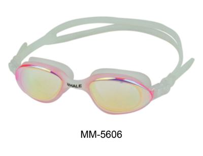 China Pink Silicone Clear Swimming Goggles Adult Swim Goggles Mirrored Lens for sale