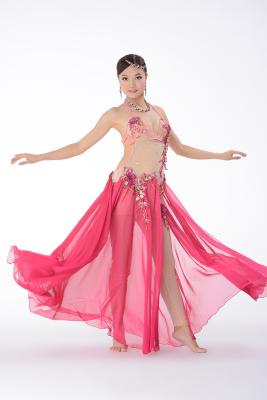 China Gorgeous girls belly dancer costume dress set with 3D embroidery design for sale