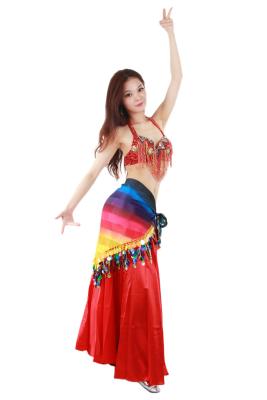 China Beautiful  Ombre triangle Belly Dance Hip Scarf with multi color paillettes for girl for sale