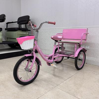 China Retro Pink Leisure Commuting Pedal Tricycle Two Seater  With Dual Basket Storage for sale
