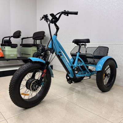 China 6061 Rim Blue Lightweight Electric Tricycle Dual Motor + Smart Dashboard for sale