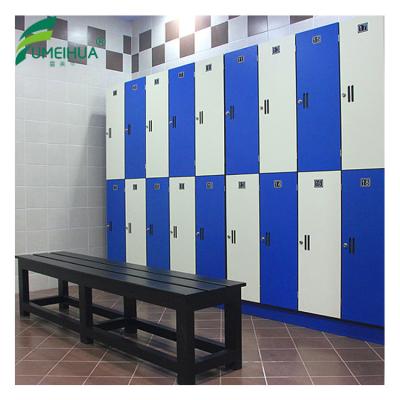 China compact laminate changing room gym locker with bench for sale