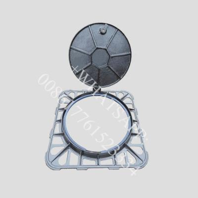 China 850mmX850mm square manhole cover with anti theft hinge cast iron manhole cover for sale