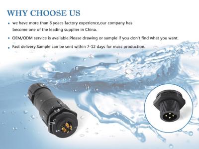 Cina 300V m14 pannello di montaggio di nylon innesco nero luminaria ambiente allarmi connettore del cavo impermeabile in vendita