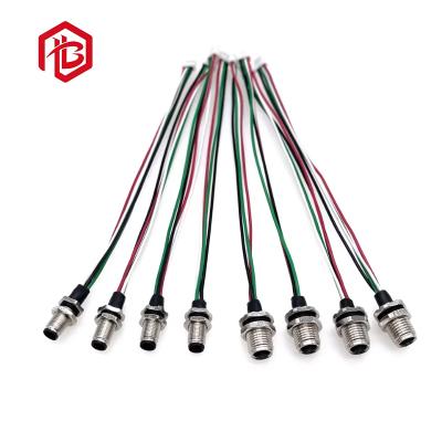China M5 Industrial Circular Din Socket IP67 Waterproof a Code Front-Fastened Socket Male 4 Pin Panel Mount Connector with Wire for sale