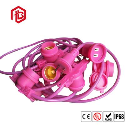 China Green Nylon PVC E26 E27 Lamp Stand Fittings With Customized Cable Plug for sale
