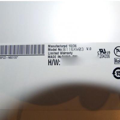 중국 B116XW03 V0 TFT LCD 화면 노트북용 11.6인치 1366*768 LVDS 판매용