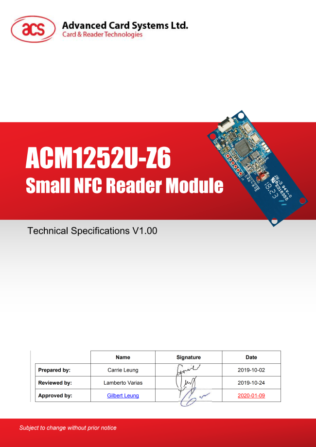 ACM1252U-Z6 USB NFC Module Reader