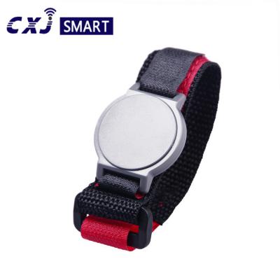 China Contactless Fabric RFID NFC Bracelet Silicone Woven  1k Chips for sale