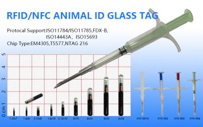 Cina Etichetta di vetro di applicazione iniettabile di RFID per il pesce che segue il microchip animale dell'animale domestico di identificazione del cane in vendita