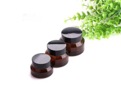 Китай Amber Glass Empty Cosmetic Cream Jar Elegant Black Lid Aluminum Cap продается