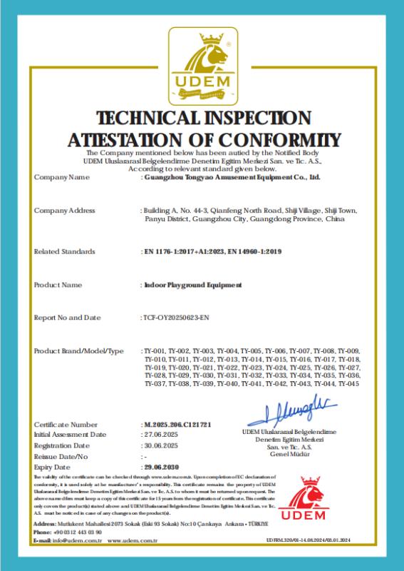 CE Attestation of Conformity - Guangzhou Tongyao Amusement Equipment Co., Ltd.