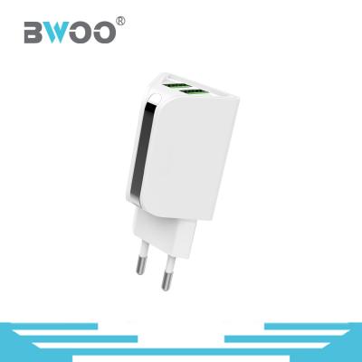 China BWOO Dual USB Port Wall Charger Adapter with Safe and Fashionable Package, in EU Standard, Output 5V 2.1A for sale