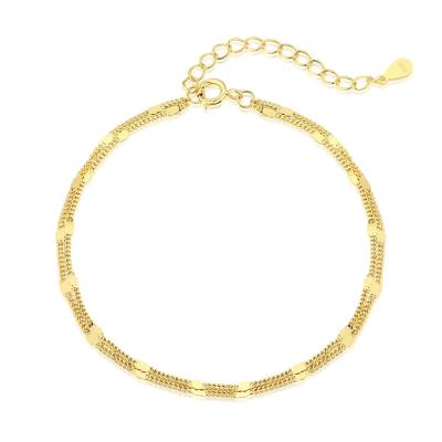 Cina Catena regolabile di Mini Ankle Oval Bead Charm dell'argento dorato 18K dei braccialetti delicati di collegamento in vendita