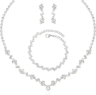 Rhodiumplattiert 925 Sterling Silber Schmuck Set 18 Zoll Kette Länge Silber Dangle Ohrringe