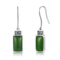 Chine 3.10g occasionnel 925 Sterling Silver Earrings Natural Stone Emerald Jade à vendre