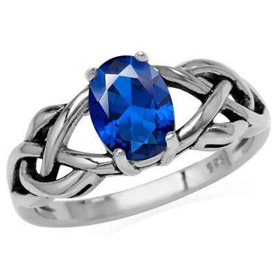 China 925 Sterling Silver Diamond Engagement Rings Blue Zircon Engagement Ring for sale