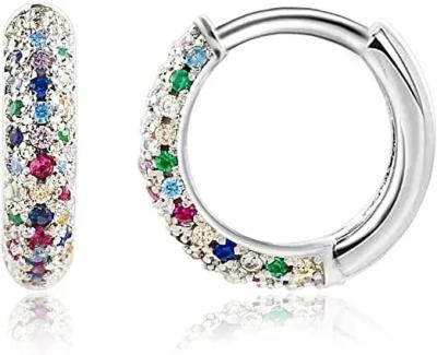 China Aro redondo 925 Sterling Silver Earrings Studs, 0.8g Sterling Silver Huggie Hoop Earrings en venta