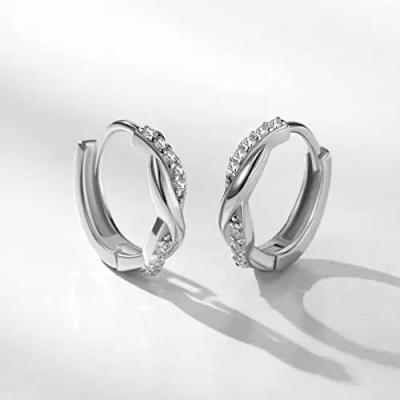 China los pendientes de plata de 3.2g 925 CZ, el oído de plata caen los pendientes trenzados del aro en venta