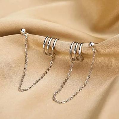 China Correa eslabonada 925 Sterling Silver Cuff Earrings Chain para las muchachas adolescentes de las mujeres en venta