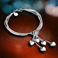 China Simple Design 925 Sterling Silver Bracelet Five Thread Five Heart for sale