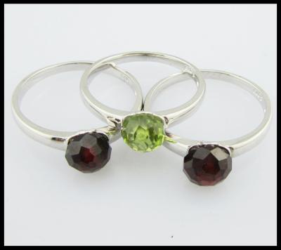 China 925 Silver Gemstone Rings Elegant Round Oval Shapes Tourmaline Colorful Gemstone for sale