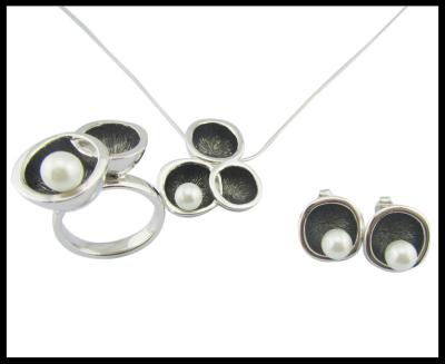 Perlenrunder Weiß Perlenklassiker Silber 925 Schmuck mit AAA CZ und Rhodium Plattierung Sterling Silber Hochzeit