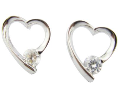 China Herz Ohrring Stud 925 Silber CZ Ohrringe Kleines Cz Stein 1,0-1,25mm Perfekt für jeden Anlass Kubik Zirkonia Ohrring zu verkaufen