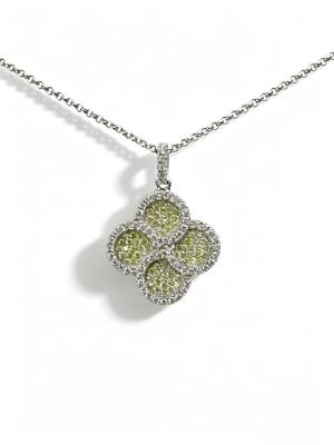 China 2026 Hot Summer 925 Silver CZ Pendant with Apple Green White AAA CZ Stones Lucky Flower-shaped Pendant Jewelry Rhodium Plated for Prosperity Longevity Jewelry for sale