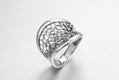 Cina Bande di nozze femminili reticolari di zircone 9.84g Sterling Silver Cz Anniversary Bands in vendita