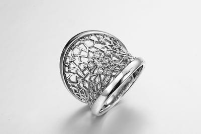 Cina Bande di nozze femminili reticolari di zircone 9.84g Sterling Silver Cz Anniversary Bands in vendita