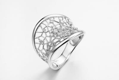 Cina Bande di nozze femminili reticolari di zircone 9.84g Sterling Silver Cz Anniversary Bands in vendita