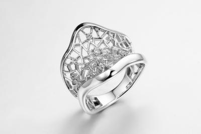 Cina Bande di nozze femminili reticolari di zircone 9.84g Sterling Silver Cz Anniversary Bands in vendita