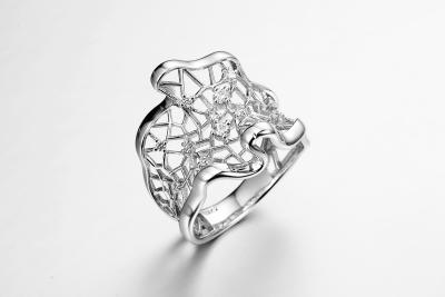Cina Bande di nozze femminili reticolari di zircone 9.84g Sterling Silver Cz Anniversary Bands in vendita
