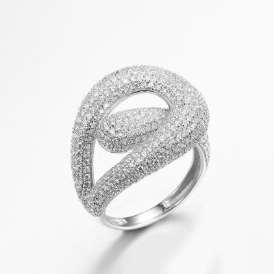 China Annulus Shape 7.59g 925 Silver CZ Rings Rhodium Plated Infinite Loop Ring for sale