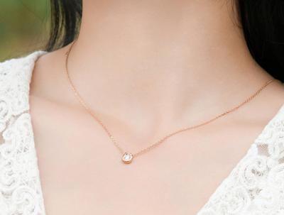Cina carati di 1.0mm Rose Gold Horseshoe Necklace Personalized 1.5g 18 in vendita