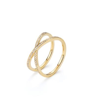 Cina Oro del 18k delle donne con l'incrocio Ring Shape Round Brilliant Cut di Diamond Ring 0.39ct in vendita
