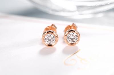 Cina Perno della cartilagine di Diamond Earrings Gourd Shaped 3.0gram dell'oro dell'OEM 18K in vendita