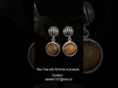 Rond Gevormde Tiger Eye Stone Stud Earrings-Rhodium plateerde Zilver 925 voor Gift